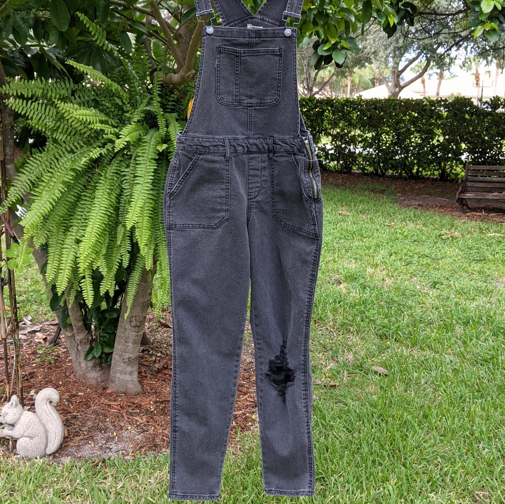 No Boundaries Skinny Overalls Slim Fit Ripped - Gem